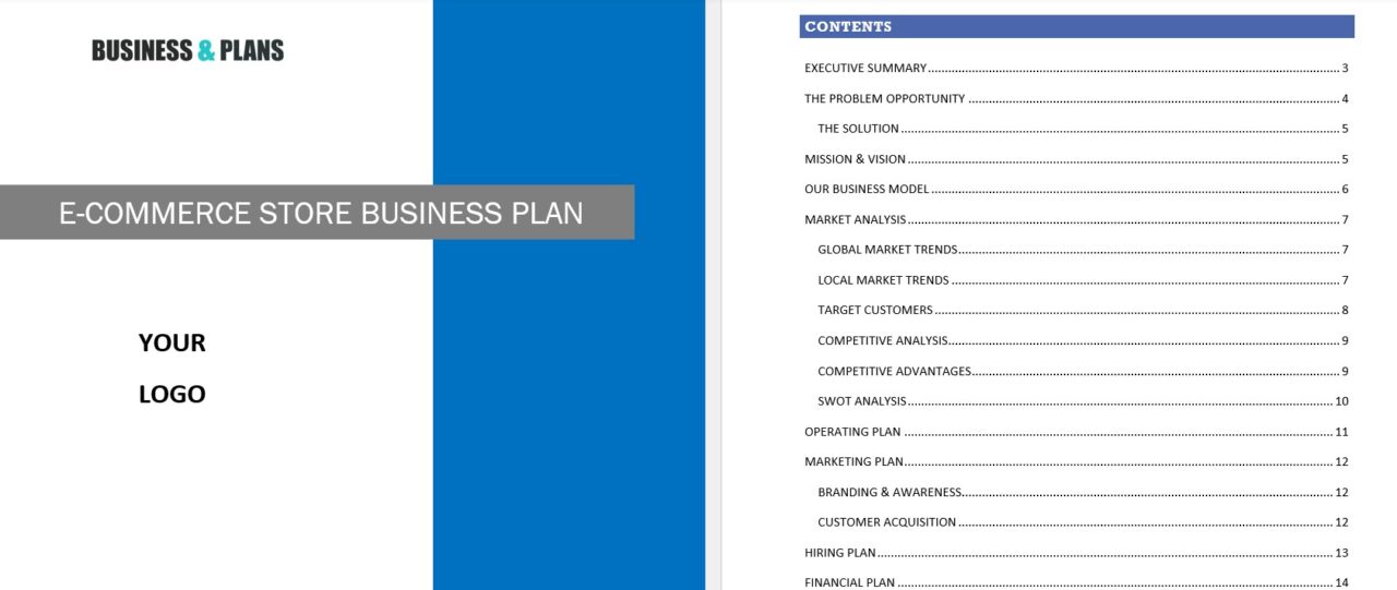 E-Commerce Business Plan Template - eCommerce Financial Plan