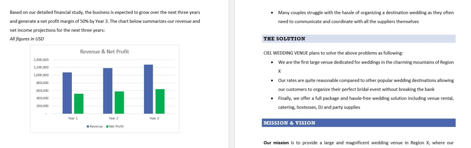 Wedding Venue Business Plan Template Word Wedding Venue Financial 